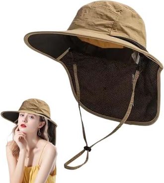 Generico Chapeau de soleil pour femme, chapeau de randonn&eacute;e, chapeau de seau r&eacute;glable avec protection solaire, tissu respirant et pare-soleil pour le cou pour 