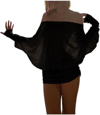 Generic Robe Mini en Tulle froncée à épaules dénudées, Coupe Ample drapée, Extensible et légère (Black,S)