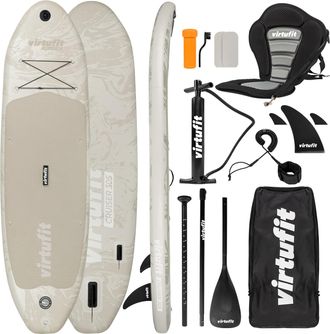 VirtuFit Supboard Cruiser 305 - Sand Beige - Mit Kajak-Sitz, Zubeh&ouml;r und Tragetasche - Paddle Board - Paddle Set
