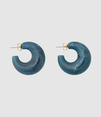 Vanessa Baroni Boucles doreilles Moon Teal Marble