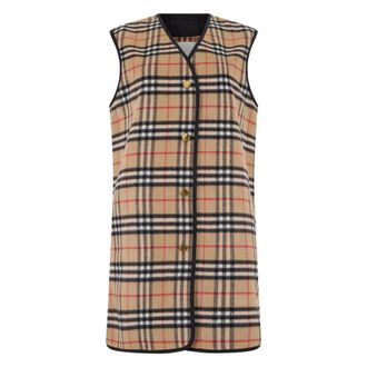 Burberry Woll-Kaschmir Karo-Weste - - Jackets - Damen - Beige - 2XS