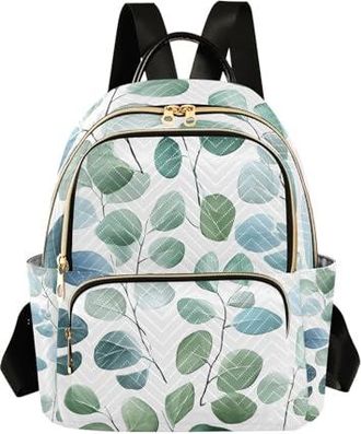 Mnsruu Mini sac à dos pour femme avec branches deucalyptus et feuilles deucalyptus - Petit sac à dos tendance décontracté, Multi1126, S