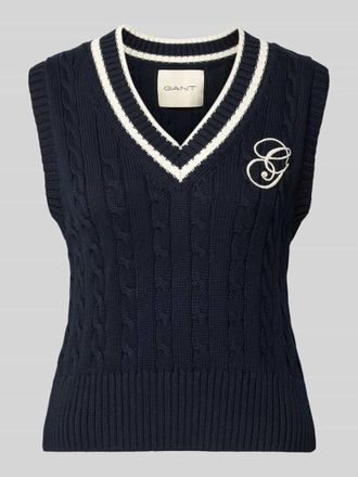 GANT Pullunder mit V-Ausschnitt und Label-Stitching