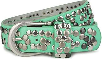 styleBREAKER Ceinture &agrave; clous pour femmes avec diff&eacute;rentes clous, ceinture en simili cuir unie, ceinture pour femmes ajustable 03010008, couleur:Menthe, taille:90c