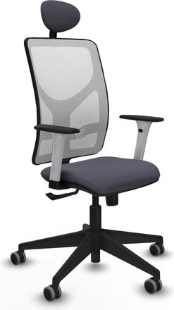 Piqueras y Crespo Gepolsterter Drehstuhl mit wei&szlig;en und schwarzen Armlehnen, h&ouml;henverstellbare Lendenwirbelst&uuml;tze und festes Kopfteil, ausgestattet mit 3 Positionen, We