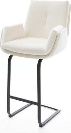 DELIFE Barstuhl Clea-Flex Boucl&eacute; Soft Beige Freischwinger Flach Metall Schwarz, Barst&uuml;hle