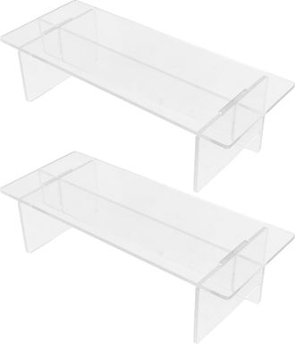 Lurrose 2-teiliges Display-Riser: Durchsichtiges Acryl-Display-Ständerregal für Actionfiguren, transparenter Schreibtisch-Organizer für Sammlerstücke, Figuren