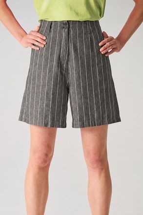 Hempage Hempage Damen vegan Bermudashorts Striped Asphaltgrau