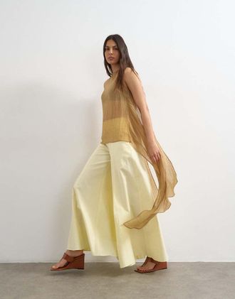 Topshop Pantalon trap&egrave;ze ultra-large - Babeurre-Blanc