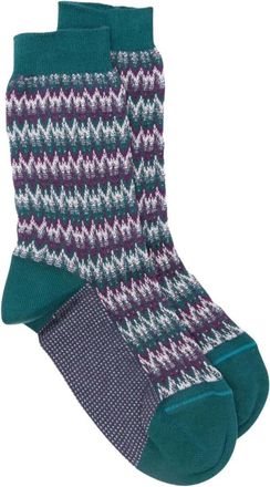 Missoni Femme, Sous-v&ecirc;tements, Vert, Taille: ONE Size Geometric Pattern Crew Socks