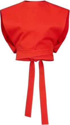 Alaia Femme, Tops, Rouge, Taille: 38 FR Top en coton avec ceinture
