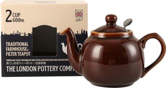London Pottery Farmhouse Teekanne mit Teesieb, Keramik, Rockingham Brown, 2 Tassen (600 ml)