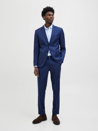 Jack & Jones Anzug JACK & JONES JPRCOSTA SUIT, Herren, Gr. 52, N-Gr, blau (medieval blau), Web, Obermaterial: 100% Polyester, unifarben, sehr schmal, Anz&uuml;ge, Polye