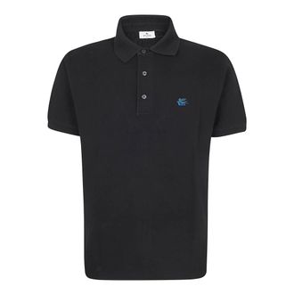 Etro Piqu&eacute;-Polohemd aus Baumwolle mit Pegaso-Stickerei - - Tops - Herren - Schwarzk - L
