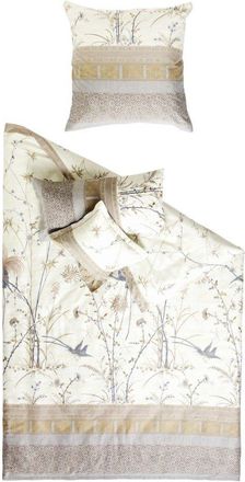 Bassetti Fong Bettwäsche + 2 Kissenhüllen aus 100% Baumwollsatin in der Farbe Creme v.8, Maße: 200x200 + 2 K 80x80 cm - 9249806