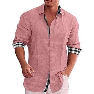 Generic Chemise &agrave; carreaux &agrave; manches longues pour homme, chemise boutonn&eacute;e &agrave; carreaux pour homme, chemises tendance, chemises polyvalentes et l&eacute;g&egrave;res, d&eacute;contr