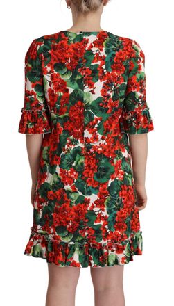 Dolce & Gabbana Red Floral Rayon Dress - White