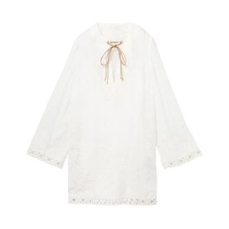 Zimmermann Robe tunique brod&eacute;e Indra - Femme - Blouses et Chemises - Blanc - Taille: 38 FR