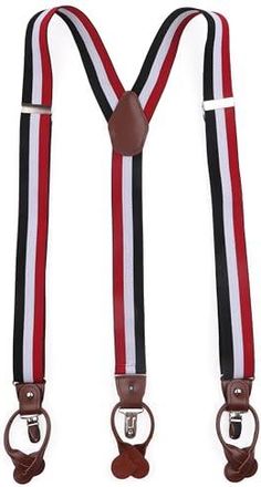 Suitable Bretelles de luxe pour homme, rouge, blanc, bleu, bleu, bleu foncé, taille unique