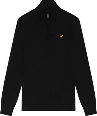 Lyle & Scott Homme, Pulls, Noir, Taille: M Pull en coton m&eacute;rinos avec fermeture &eacute;clair 1/4