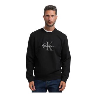 Calvin Klein Baumwoll-Frottee Monogramm Sweatshirt - - Sweatshirts & Hoodies - Herren - Schwarzk - M