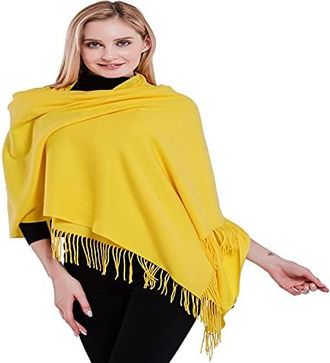CJ Apparel Jaune &Eacute;paisse Solide Couleur Unie Conception N&eacute;palaise Ch&acirc;le Secondes &eacute;charpe &eacute;tole Wrap Nouvelle