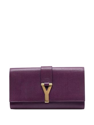 Saint Laurent 2000-2012 Textured Leather Chyc Ligne clutch bag - Violet