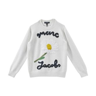 Marc Jacobs Femme, Pulls, Blanc, Taille: 42 FR Marc Is Joy Jacquard Crewneck