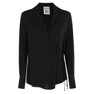 Semicouture Femme, Blouses et Chemises, Noir, Taille: 42 FR Chemise noire à manches longues col en V