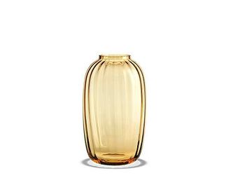 Holmegaard Vase H25.5 cm Primula Optisches Muster aus mundgeblasenem Glas, gelb