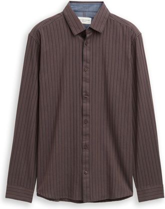 Tom Tailor Herren 1048428 Regular Fit Flanell-Hemd mit Muster, 39357-Brown Navy Fine Stripe, XXL