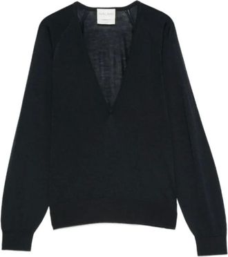 Forte_Forte Pull &agrave; col en V - Femme - Pulls - Noir - Taille: 40 FR