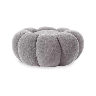 Paris Prix Paris Prix - Pouf Design Fleur Bouclette 61cm Gris