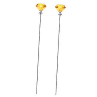 Cabilock Kristall Gartenstab Metall Mit Glas Spitze 2 Stück Pflanzenstütze Für Zimmerpflanzen Feengarten Und Vasen Dekoration Stabiler Bodenstab Mit Funkelndem