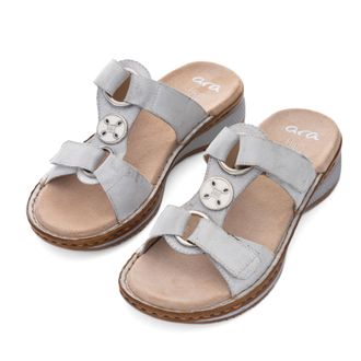 Ara Pantolette ARA HAWAII, Damen, Gr. 39, wei&szlig;, Veloursleder, unifarben, Schuhe Pantolette, Keilabsatz, Sommerschuh, Schlupfschuh mit Schmuckelement
