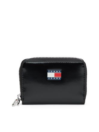 Tommy Jeans Geldb&ouml;rse TOMMY JEANS TJW MUST SMALL ZA, Damen, schwarz, Lederimitat, Basic, Kleinlederwaren, Damen Geldbeutel, Portemonnaie mit Logoflagge