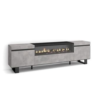 Skraut Home | TV-Schrank, Lowboard | f&uuml;r Wohnzimmer und Esszimmer | 200x57x35cm | F&uuml;r TV-Ger&auml;te bis zu 80 | Elektrokamin. Ma&szlig;e | Industriedesign | Moderner Stil |