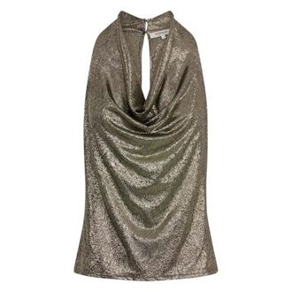 Morgan Top or satin&eacute; sans manches pourvu dun col b&eacute;nitier et fermeture boutonn&eacute;e - Taille s