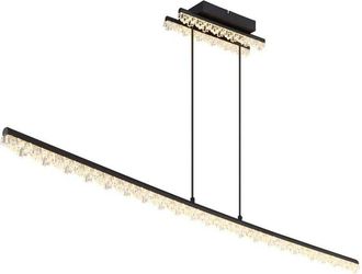 Globo Lighting H&auml;ngeleuchte Pendelleuchte Deckenleuchte LED schwarz Acrylkristalle L 120 cm
