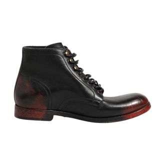 Dolce & Gabbana Schwarze Rote Schn&uuml;rstiefeletten - - Shoes - Herren - Schwarzk - 41 1/2 EU