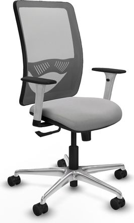 Piqueras y Crespo Drehstuhl Zulema grau mit wei&szlig;en und schwarzen Armlehnen, h&ouml;henverstellbare Lendenwirbelst&uuml;tze, ausgestattet mit Sincro 3 Positionen und Schneideschau