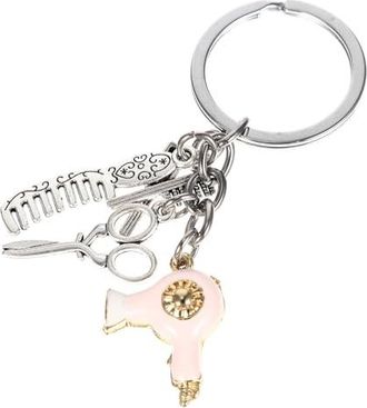 Yarnow Porte-cl&eacute;s S&egrave;che-cheveux Porte-cl&eacute;s Peigne Porte-cl&eacute;s Ciseaux Pour Coiffeur Et Barbier Cadeaux Bijoux