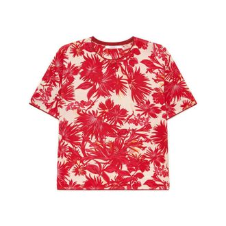 Maliparmi Maliparmi - T-shirt imprim&eacute; en coton - Femme - Tops - Rouge - Taille: 44 FR