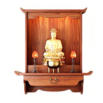 Generic Buddha-Altarregal, Massivholz-Altartisch Mit Schublade, Buddha-Opfertisch for Gebete, Guan Gong Guanyin Buddha-Statue, Wandmontage(78x40x77cm/30.7x15.