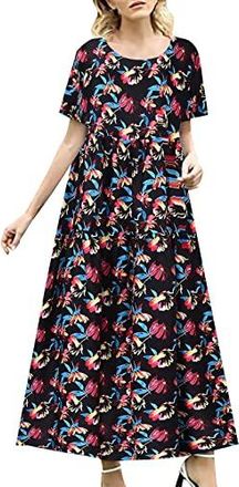 Generic Robes boh&egrave;me 2026 pour femmes, robe d&eacute;contract&eacute;e &agrave; motif floral boh&egrave;me, bordeaux, M