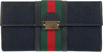 Gucci unisex, Pre-owned, Noir, Taille: ONE Size Portefeuille long GG Canvas Pre-owned