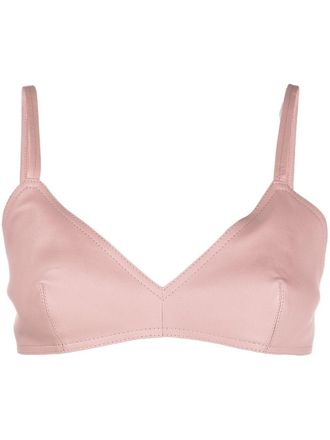 The Mannei d&eacute;bardeur Sierra crop en cuir - Rose