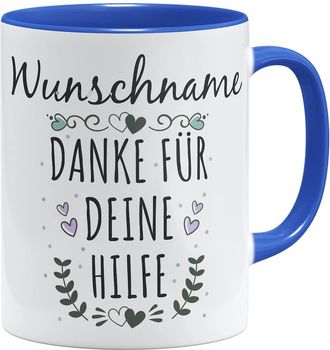 OM3 Wunschname + Danke für Deine Hilfe Tasse Dankeschön Geschenkidee personalisiertes Geschenk Name personalisierbar | Keramik Becher | 11oz 325ml | Beids