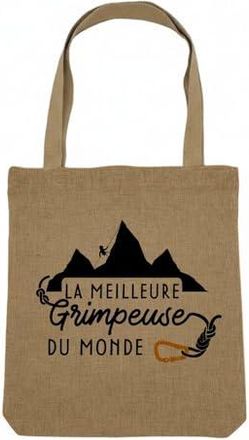 Fabulous Sac Shopping Tote Bag Aspect Lin - La Meilleure Grimpeuse du Monde Escalade Montagne Grimpe - Sac de Courses Toile Epaisse 360g Beige Naturel Cabas Po