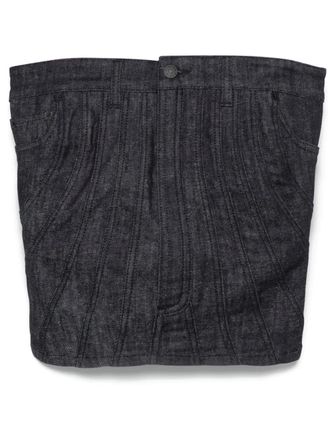 MUGLER haut-bustier en jean - Bleu